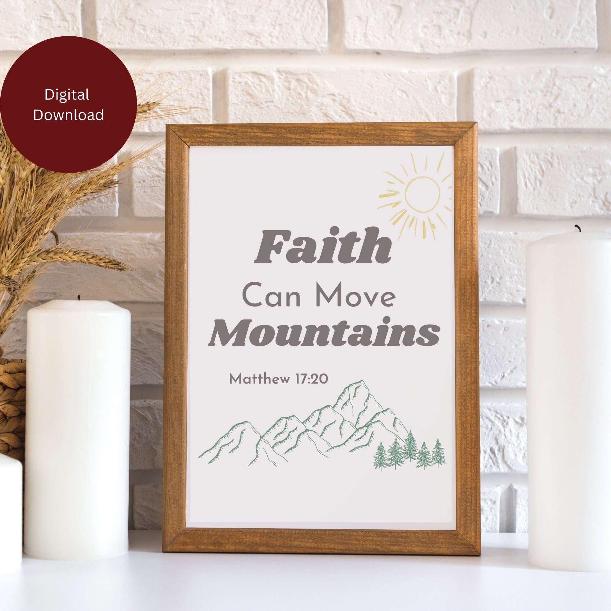 Faith Can Move Mountains, Christian Art Print, Bible Verse Wall Art ...
