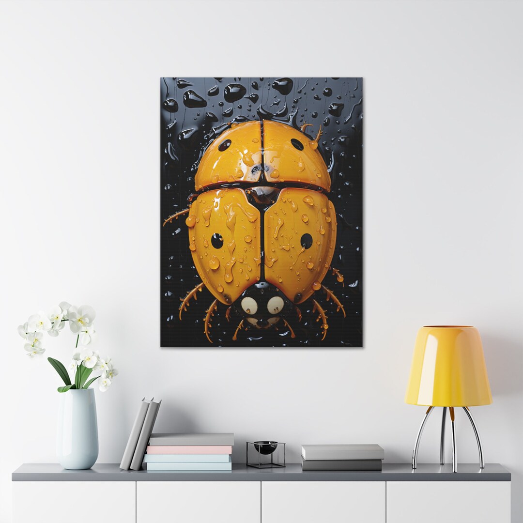 Vibrant Insect Ladybug Pop Art, Bug Canvas Print, Wet Look, Abstract ...