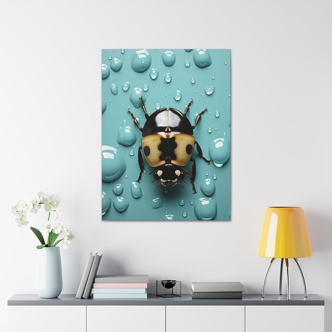 Vibrant Insect Ladybug Pop Art, Bug Canvas Print, Wet Look, Abstract ...
