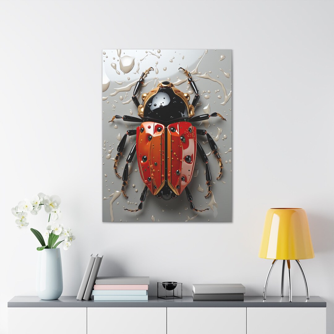 Vibrant Insect Ladybug Pop Art, Bug Canvas Print, Wet Look, Abstract ...