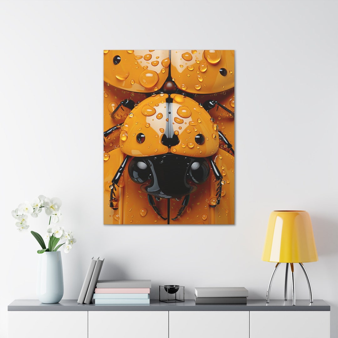 Vibrant Insect Ladybug Pop Art, Bug Canvas Print, Wet Look, Abstract ...