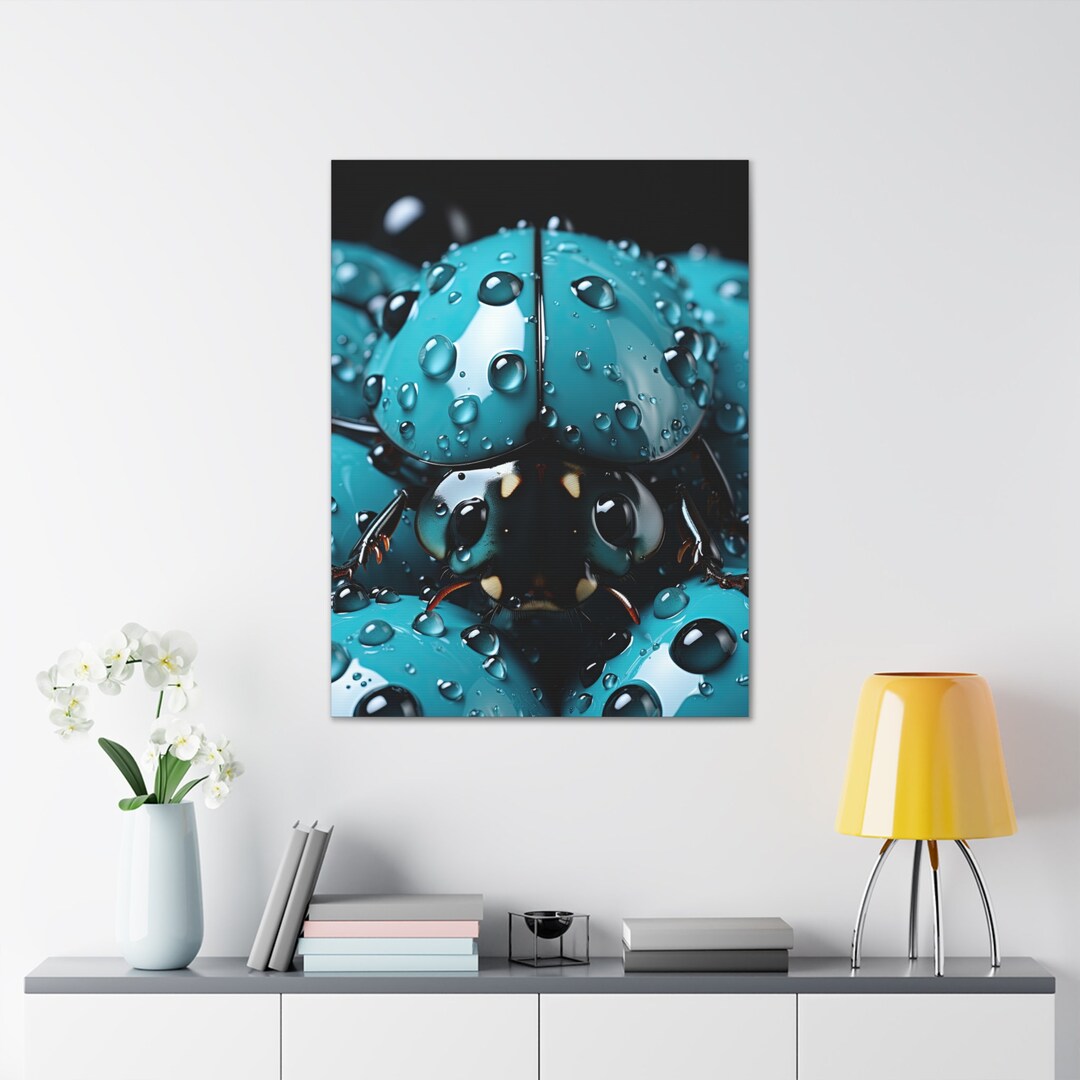 Vibrant Insect Ladybug Pop Art, Bug Canvas Print, Wet Look, Abstract ...