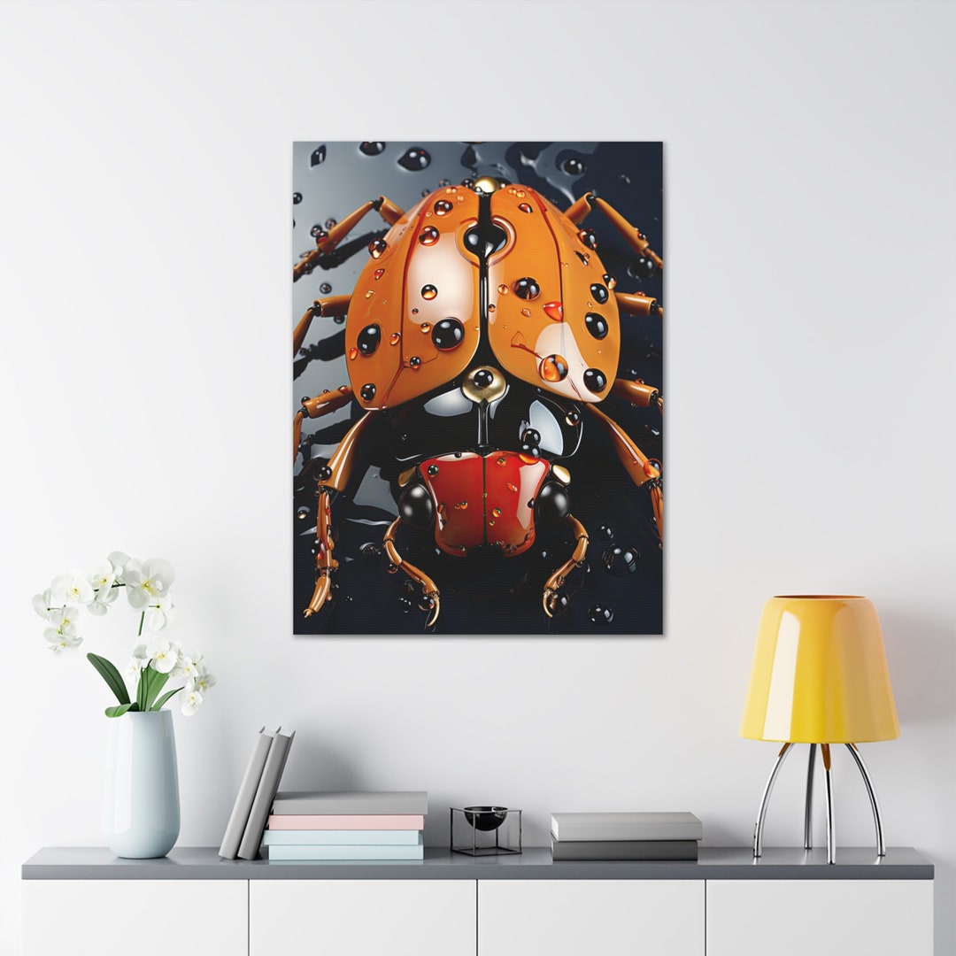Vibrant Insect Ladybug Pop Art, Bug Canvas Print, Wet Look, Abstract ...