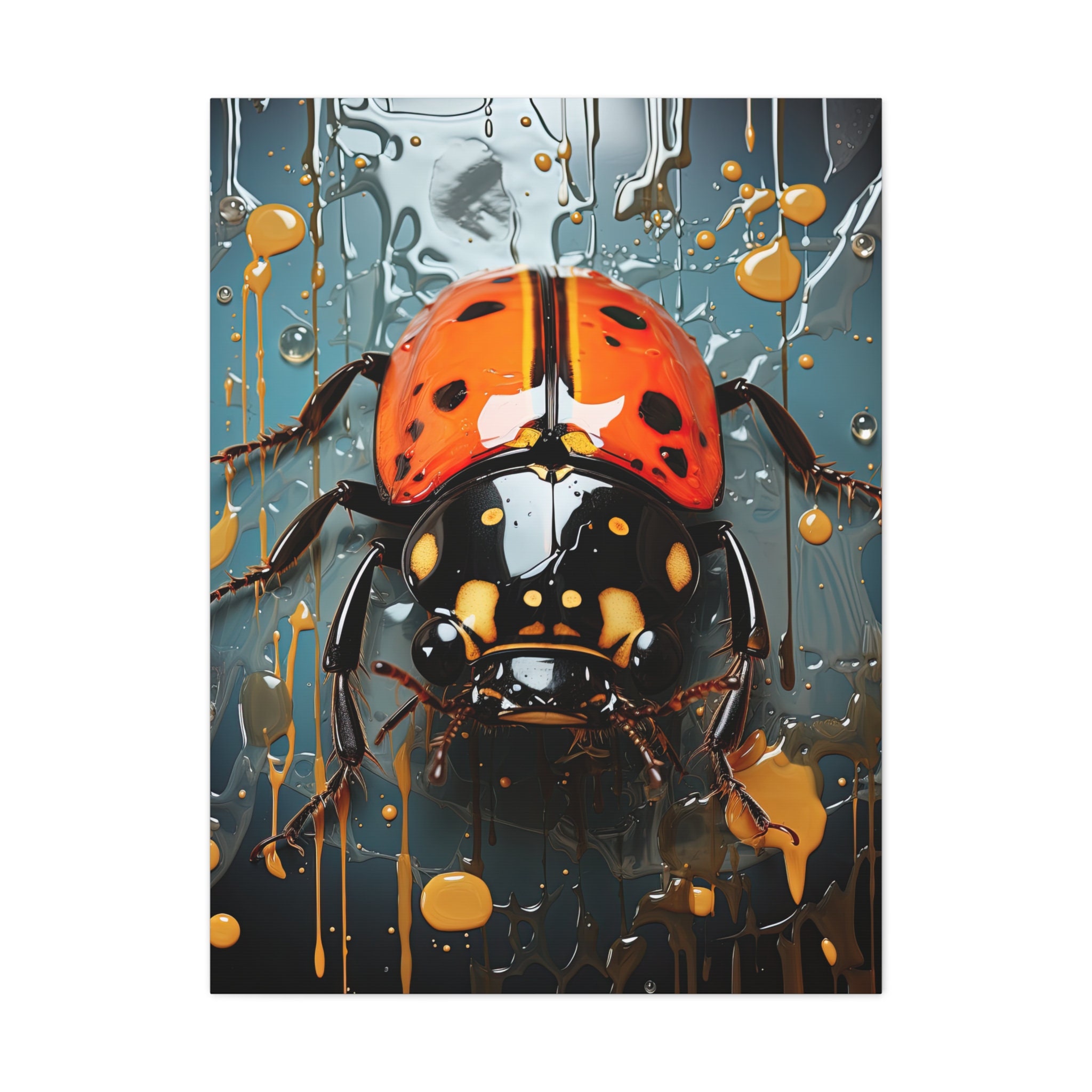 Vibrant Insect Ladybug Pop Art, Bug Canvas Print, Wet Look, Abstract ...