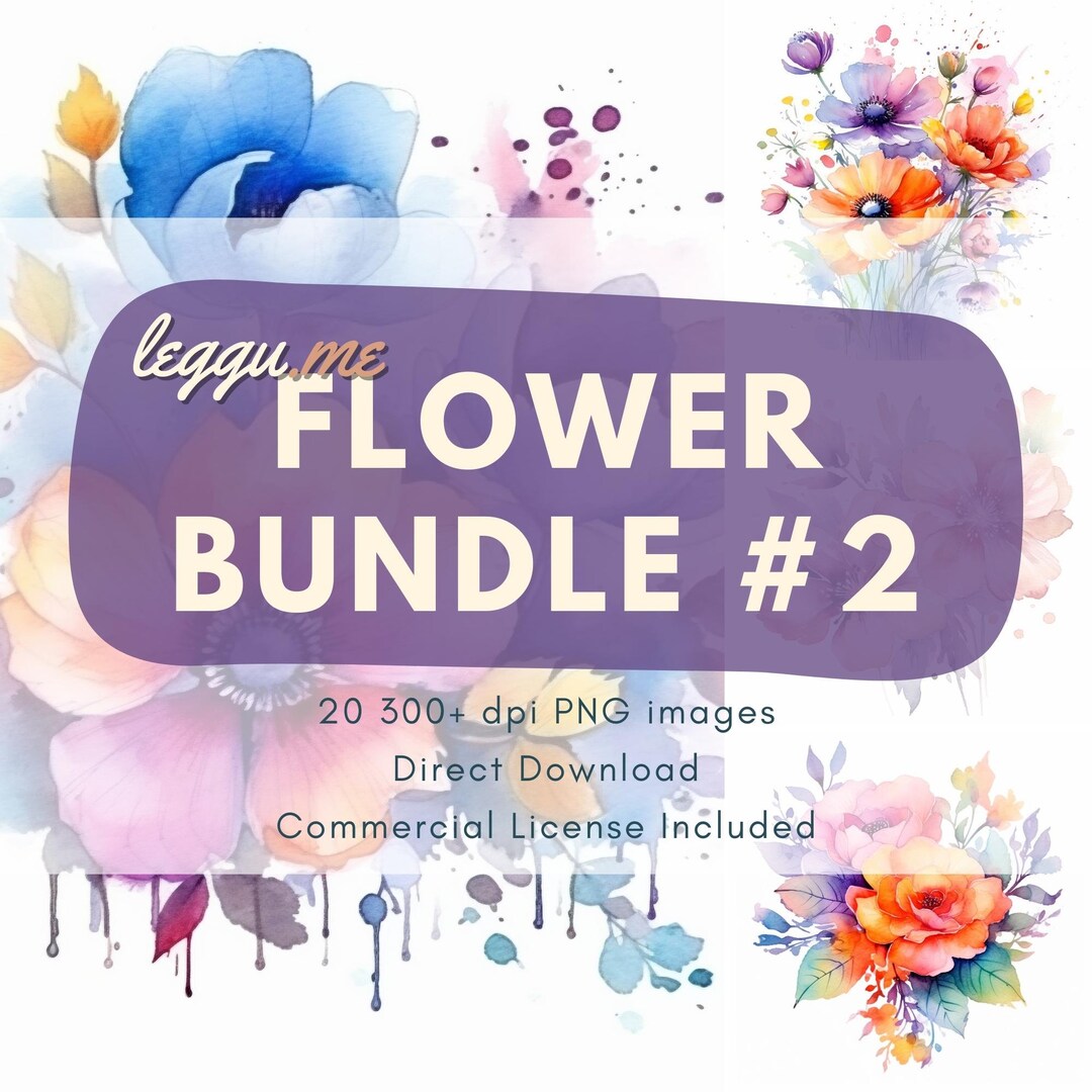Flower Clipart Bundle #2, Pink Watercolor Clipart, Spring Floral ...