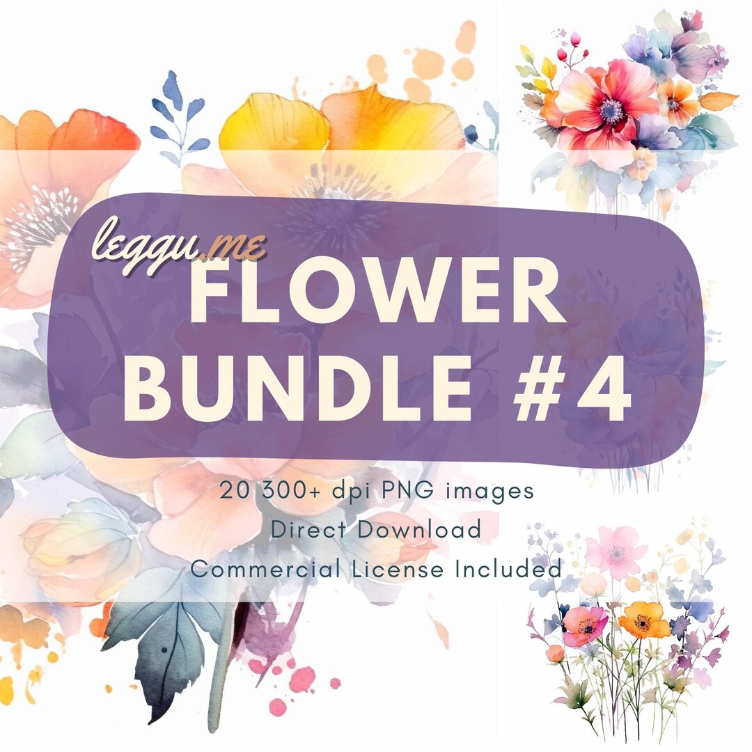 Flower Clipart Bundle #4, Pink Watercolor Clipart, Spring Floral ...