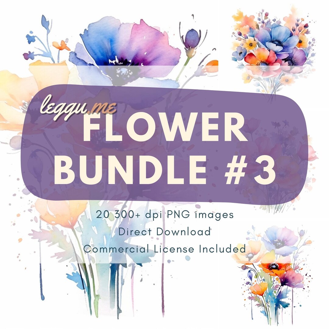 Flower Clipart Bundle #3, Pink Watercolor Clipart, Spring Floral ...