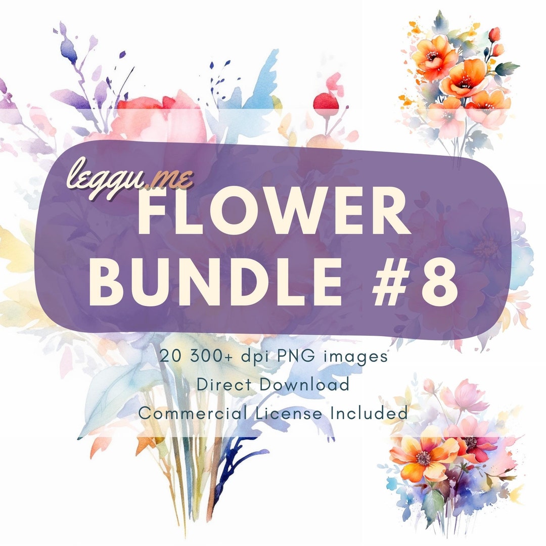 Flower Clipart Bundle #8, Pink Watercolor Clipart, Spring Floral ...