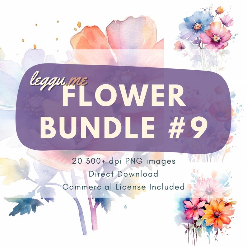Flower Clipart Bundle #9, Pink Watercolor Clipart, Spring Floral ...