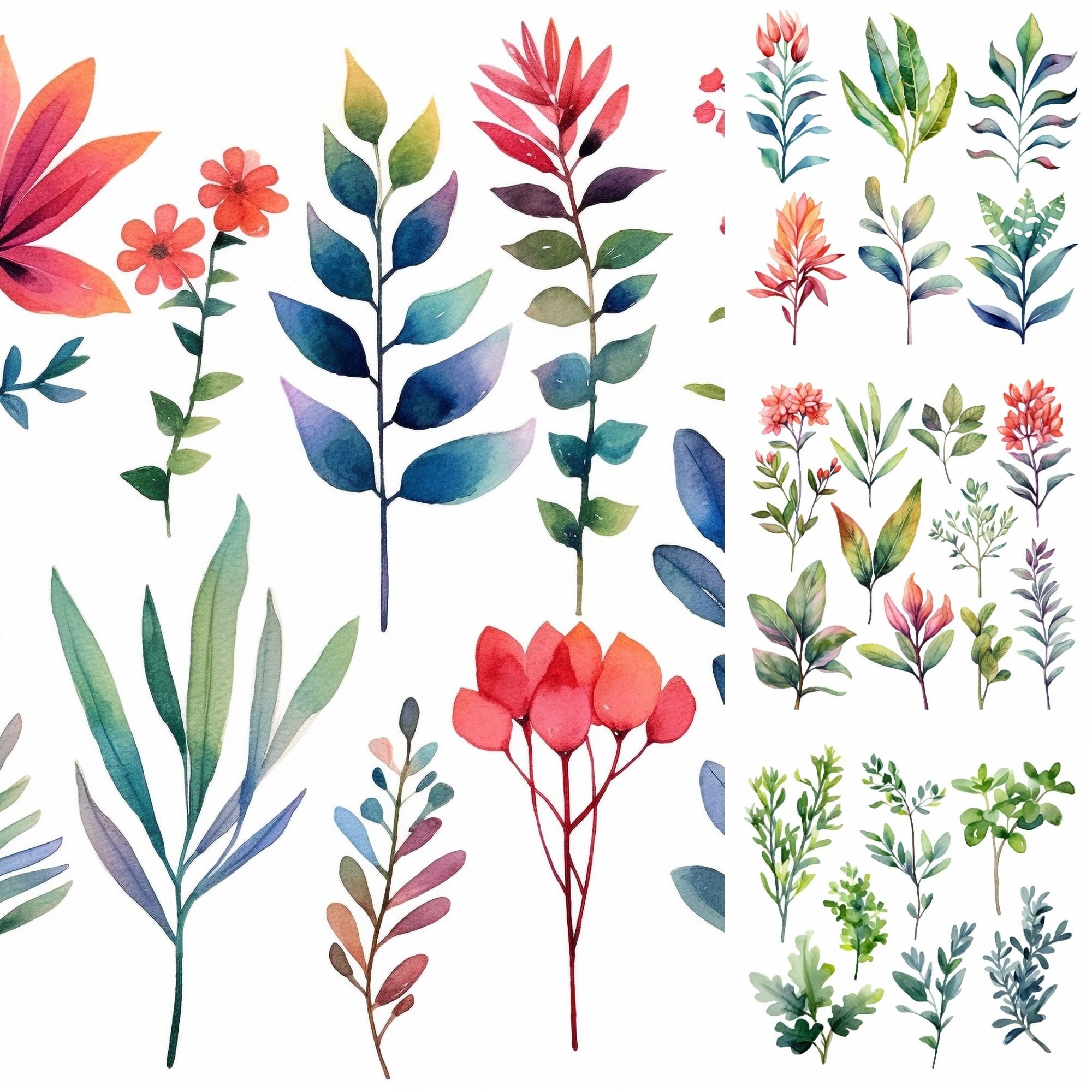 Plant Clipart Bundle #6, Watercolor Clipart, Floral Clipart, Wedding ...