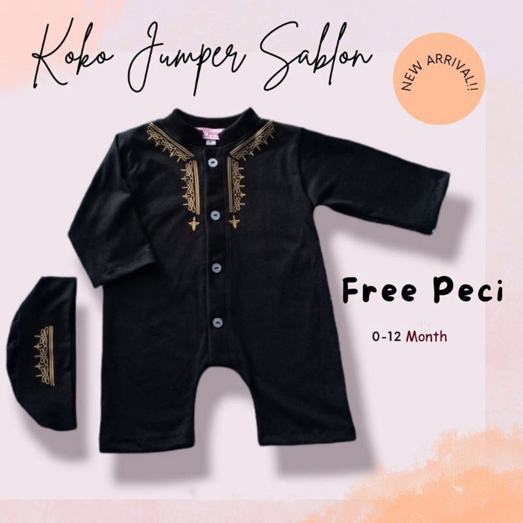 Baby Koko Jumper and Peci Muslim Clothes Newborns 0-12 Months, Muslim T Shirt, Baby Boy Shirt ...