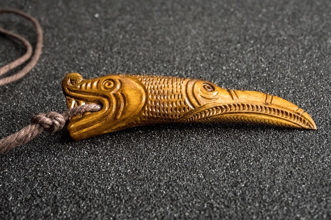 Norse Raven Dragon Drakkar Amulet, Zoomorphic Moose Antler Carving ...