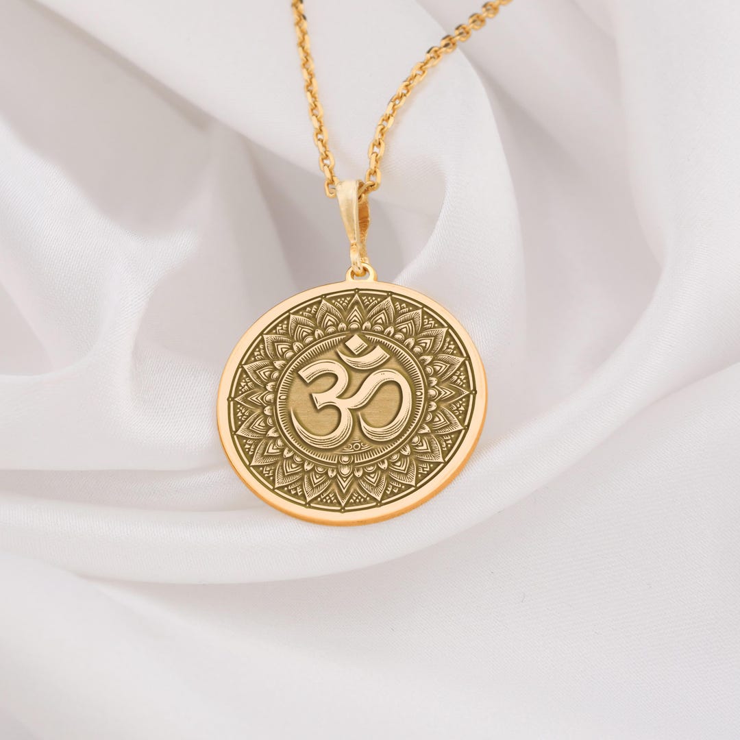 14K Solid Gold Om Pendant Necklace, Sacred Om Necklace , Spiritual ...