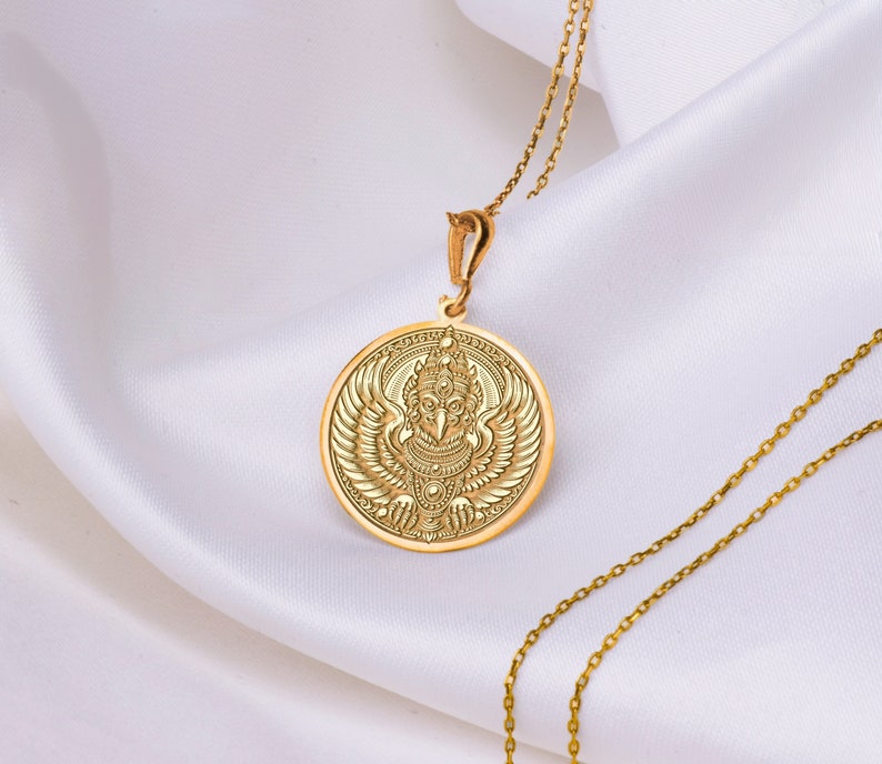Garuda Bird Pendant: 14K Real Gold Eagle Beak, Vishnu Mount Keepsake - Etsy