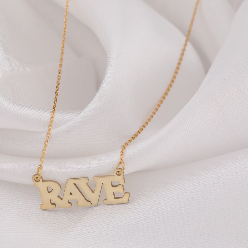 14K Solid Gold Rave Necklace , Silver Rave Necklace, Minimal Rave ...