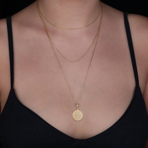 14K Solid Gold Aztec Calendar Pendant, Mayan Gold Jewelry, Perpetual ...