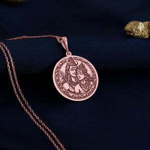 14K Solid Gold Shiva Parvati Pendant Necklace, Divine Couple Charm - Etsy