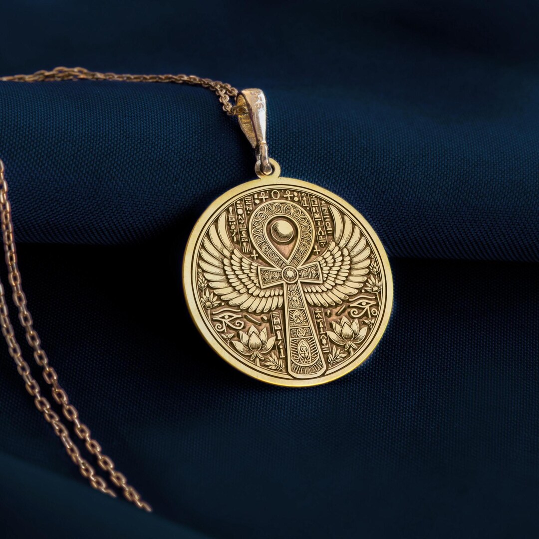 14k Gold Ankh Necklace, Silver Ankh Pendant, Egyptian Life Symbol Charm ...