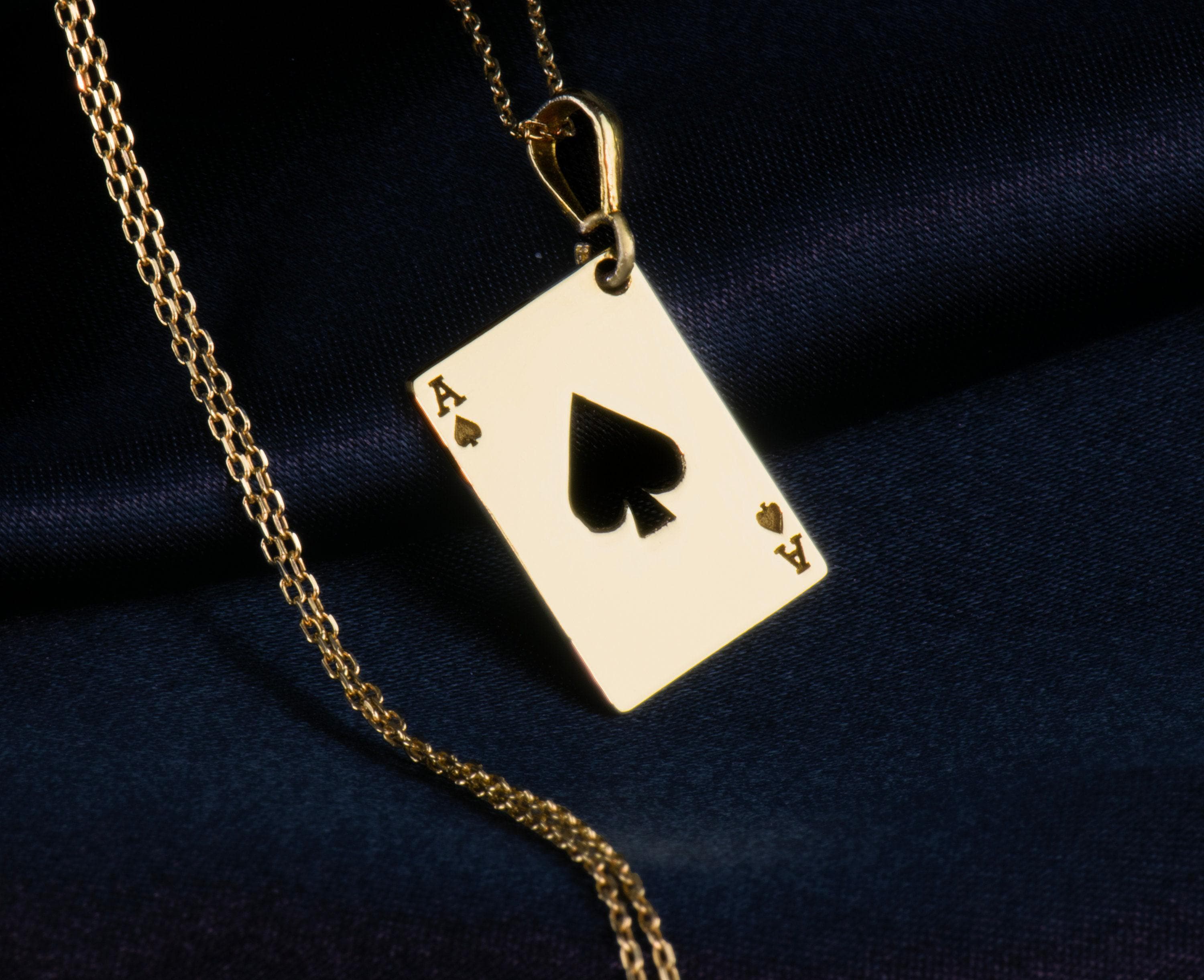 Ace of Spades Necklace: 14K Gold Lucky Card Charm, Poker Jewelry - Etsy