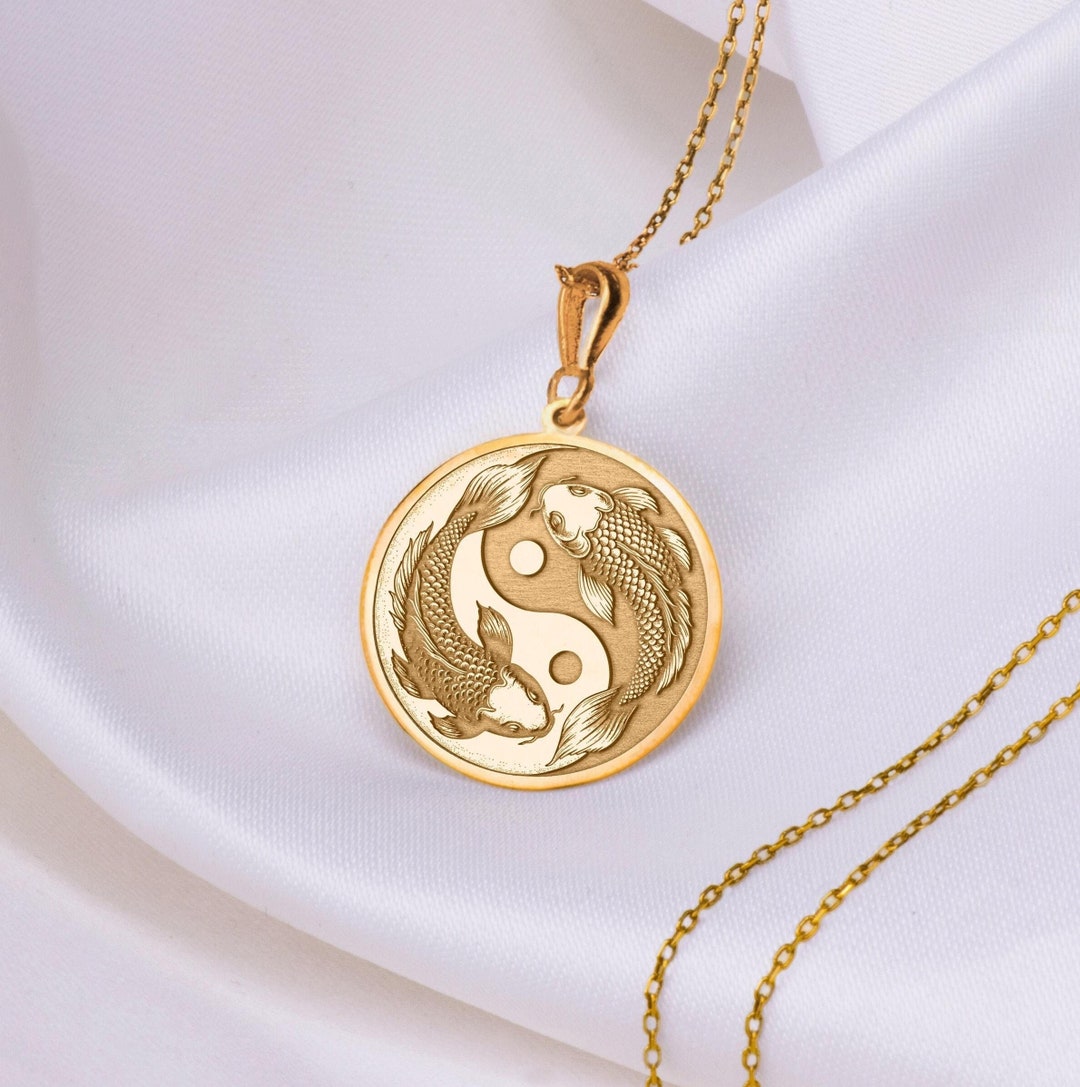 Koi Fish Pendant Necklace: 14K Gold Upstream Swim, Luck Adornment - Etsy