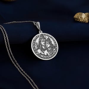 14K Solid Gold Shiva Parvati Pendant Necklace, Divine Couple Charm - Etsy