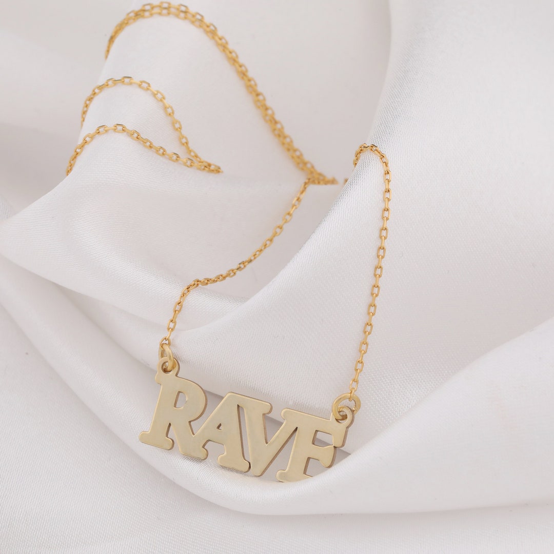 14K Solid Gold Rave Necklace , Silver Rave Necklace, Minimal Rave ...