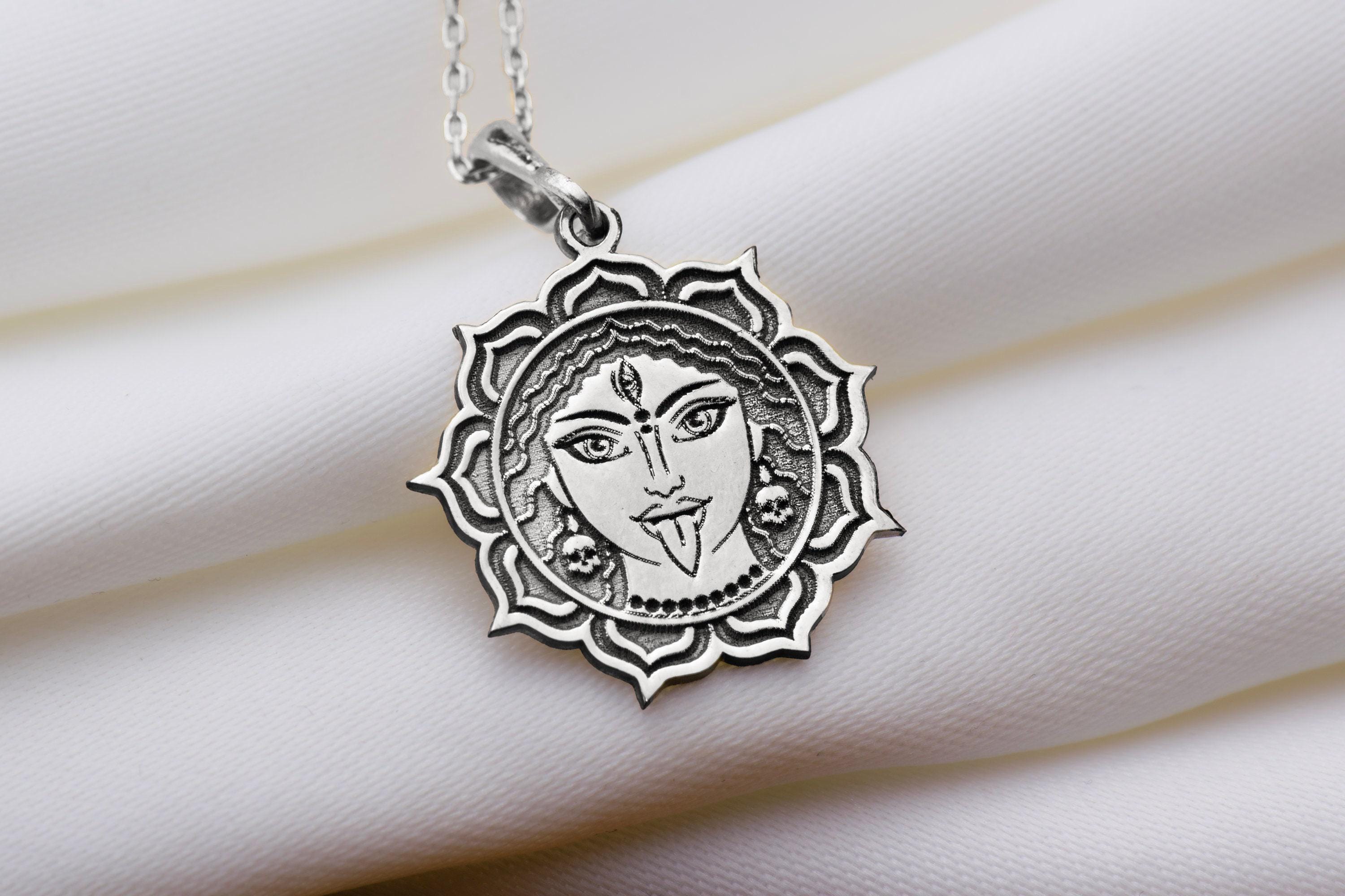 Durga Necklace: 14K Gold Warrior Goddess Pendant, Hindu Jewelry - Etsy