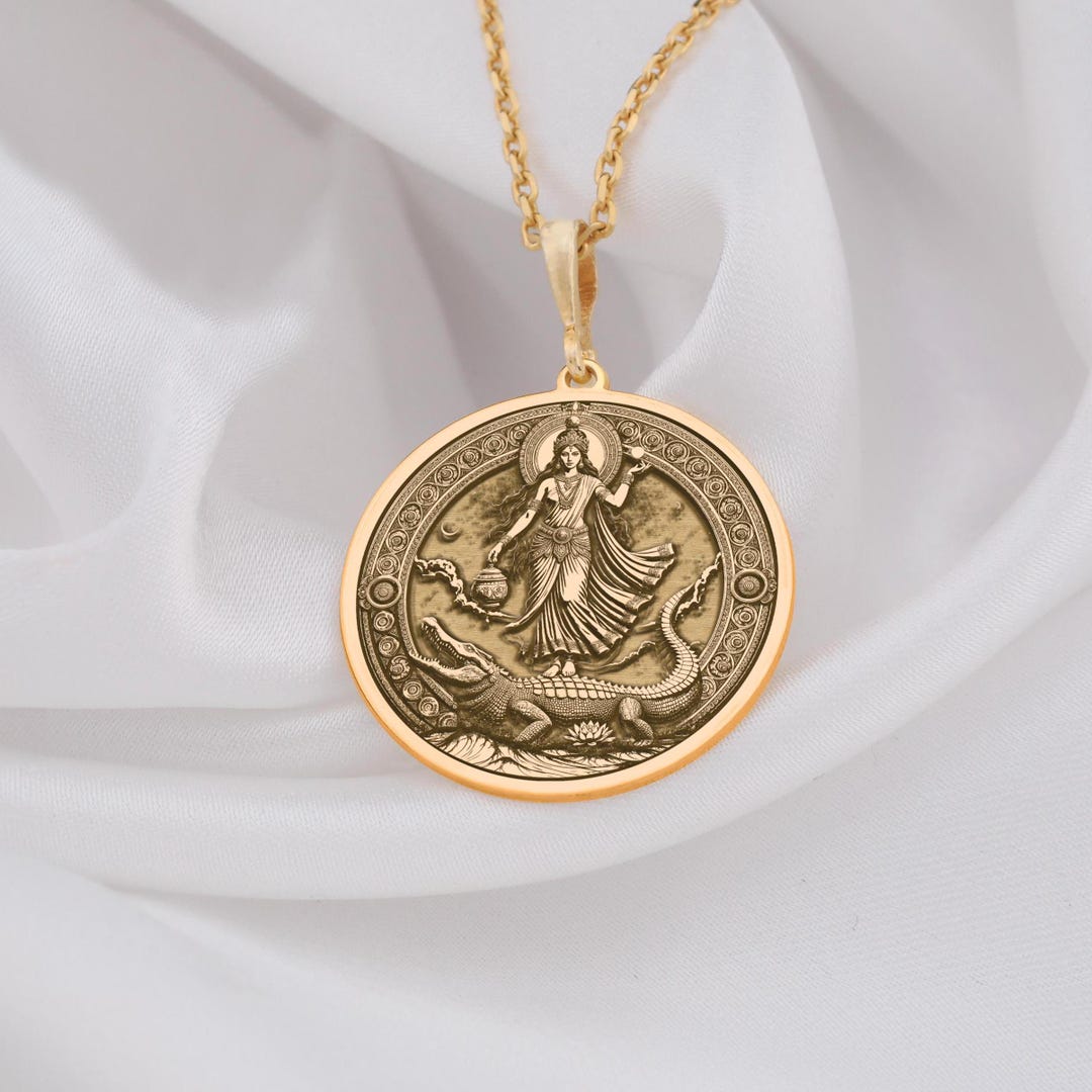14K Gold Mother Ganga Necklace, Divine Goddess of Purity, Sacred ...
