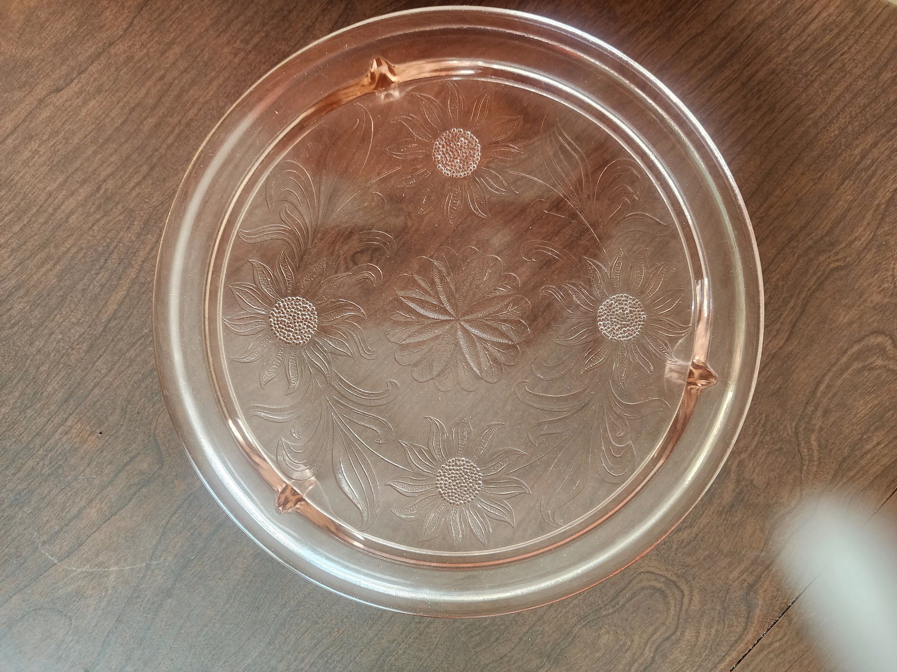 Daisy Pattern Depression Glass Cake Plate - Etsy