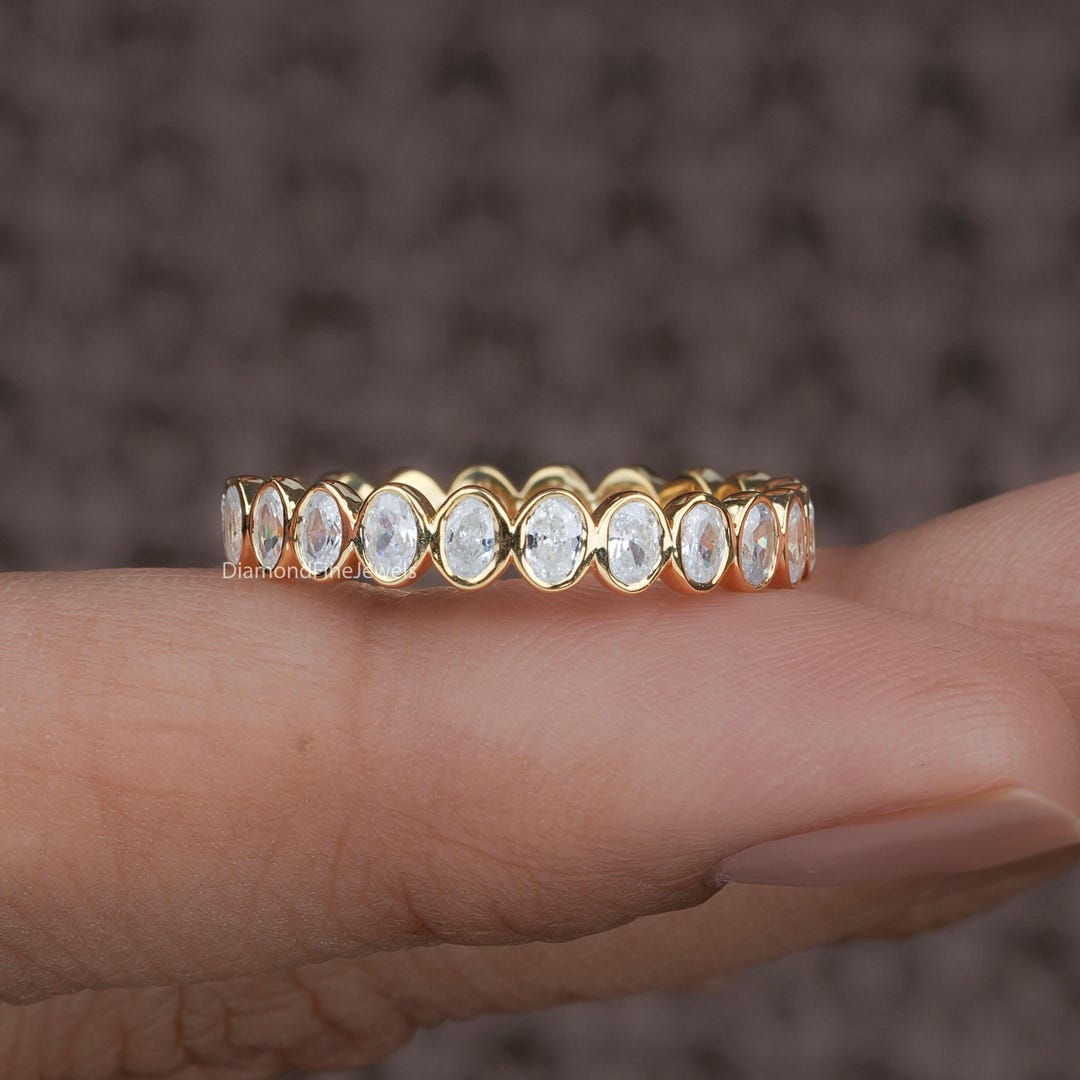 Unique Bezel Set Oval Moissanite / Lab Grown Diamond Full Eternity ...