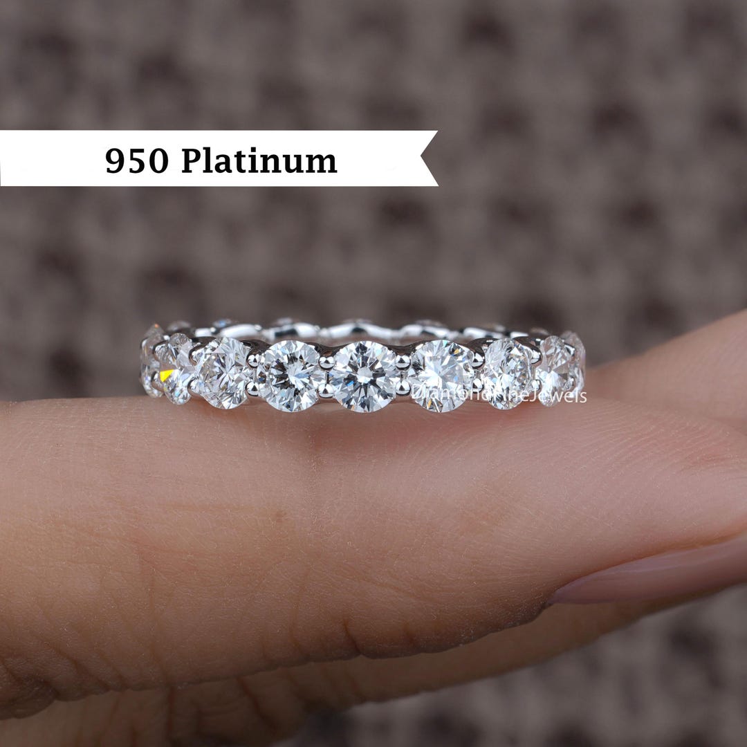 3.5MM Round Lab Diamond Platinum Eternity Band, U Shared Prong Round ...
