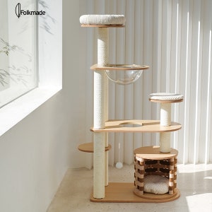 Boho Modern Cat Kitten Climbing Frame Tree Tower Woven Rope Scandi ...