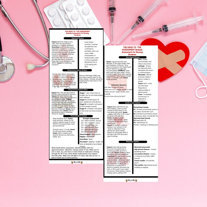 Bedside Head to Toe Assessment for Nursing Students - Etsy