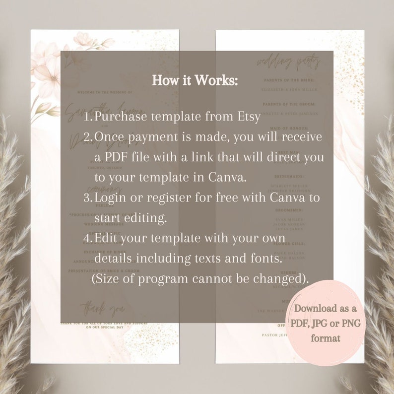 Editable Wedding Program Template Infographic Program Floral - Etsy