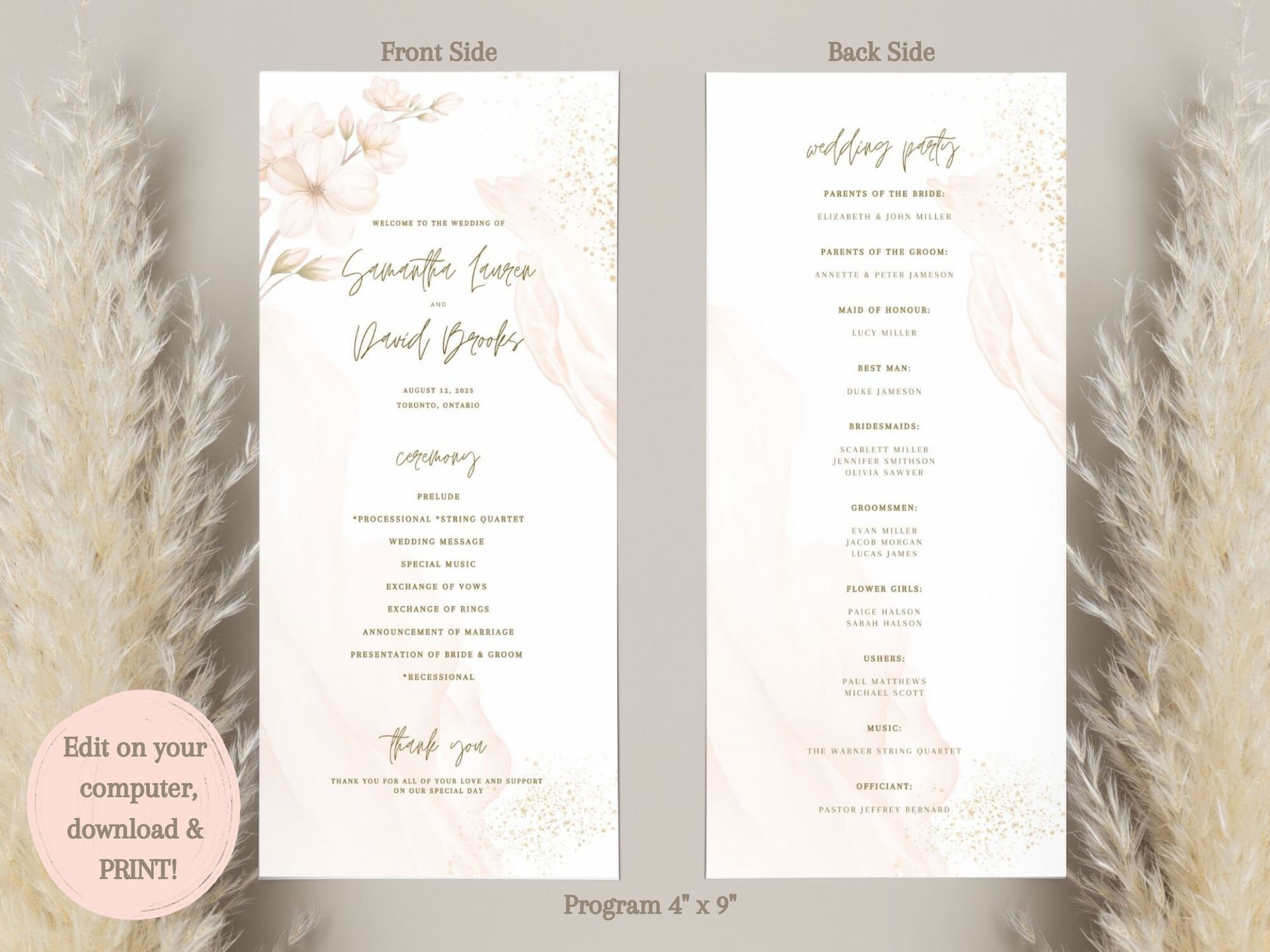 Editable Wedding Program Template, Infographic Program, Floral Wedding ...