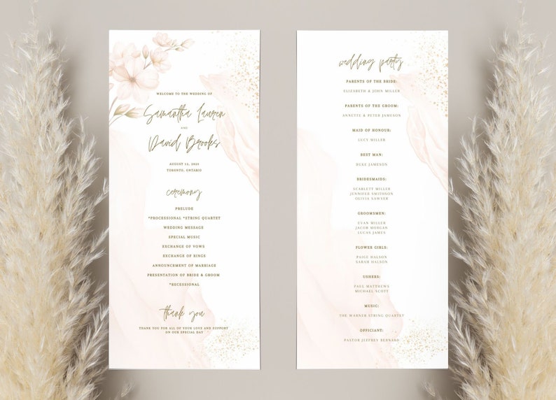 Editable Wedding Program Template, Infographic Program, Floral Wedding ...