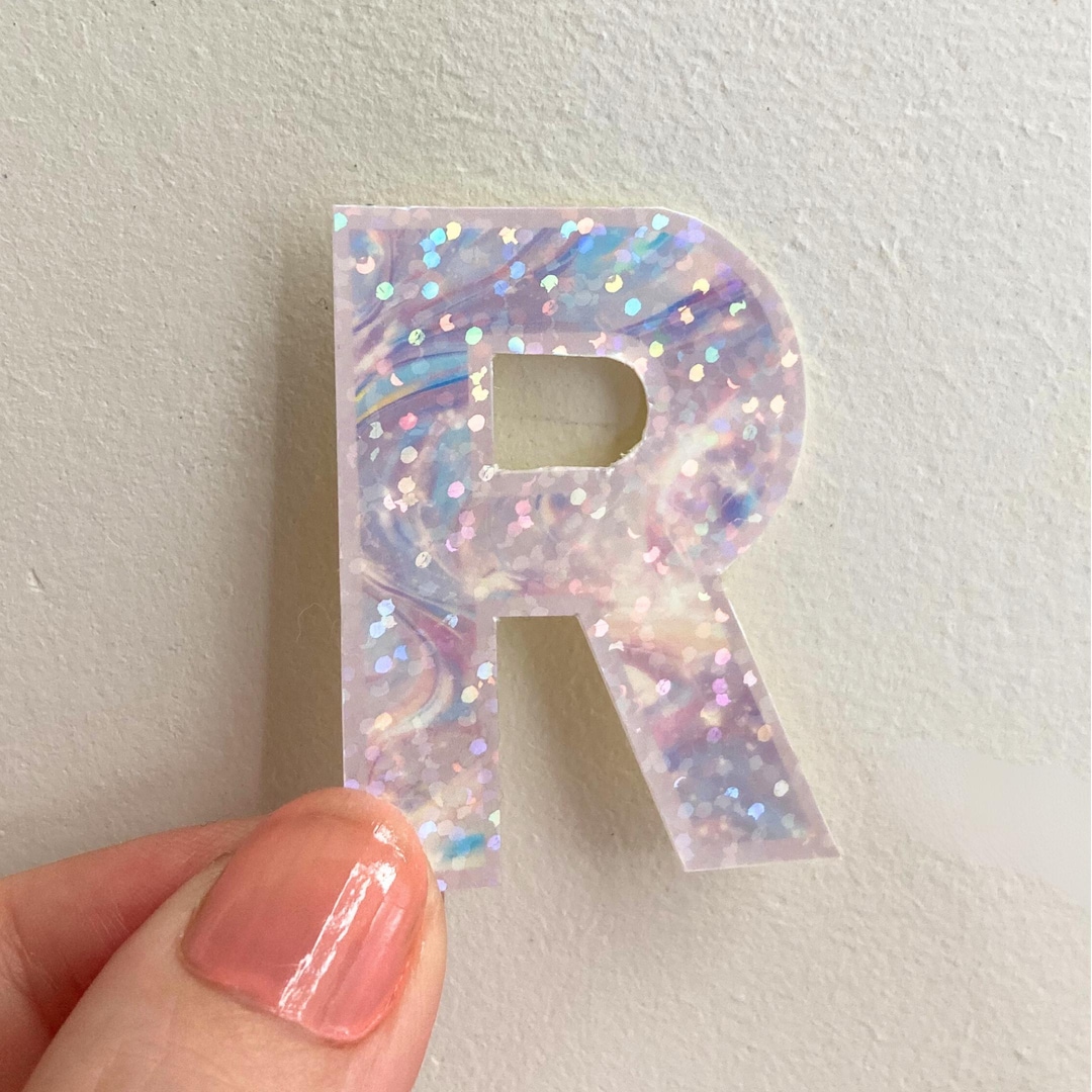 Sparkling Hologram Letter Stickers-alphabet Stickers-pink - Etsy