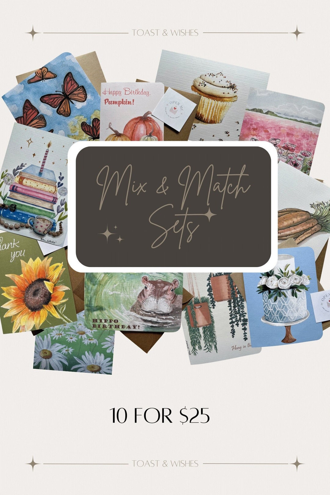 Mix and Match | Card Set of 10 | Watercolor Art | Customize Your Set of ...