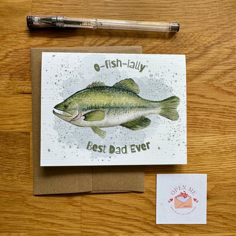 Fish Lover Card | Officially Best Dad Ever |watercolor Art | Father’s ...