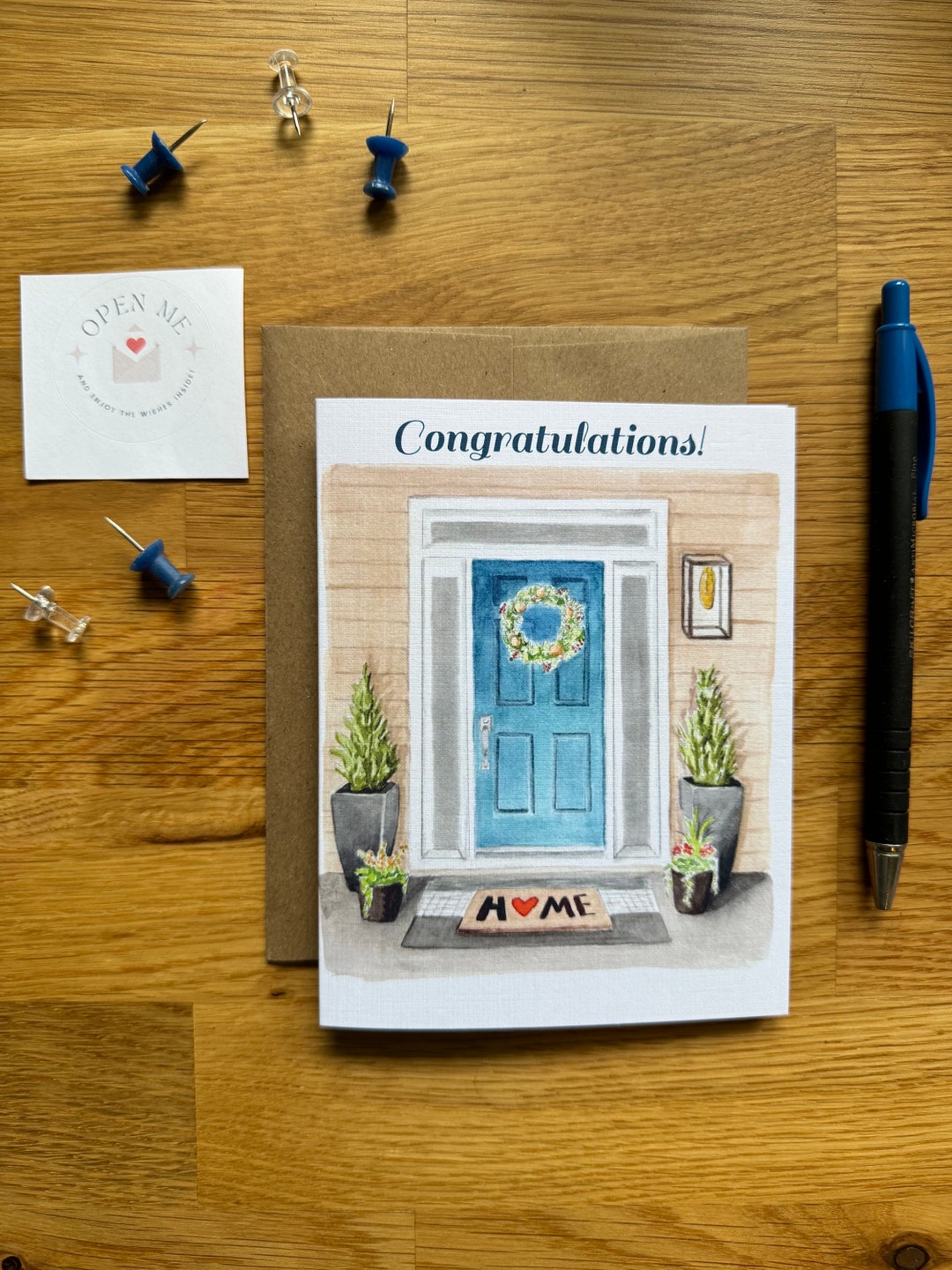 Welcome Home Front Door Watercolor Art Card Housewarming, Congrats New ...