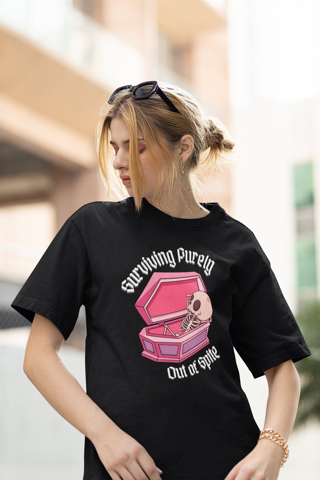 Surviving Purely Out of Spite Shirt, Funny Skeleton Tshirt, Skull Tee ...