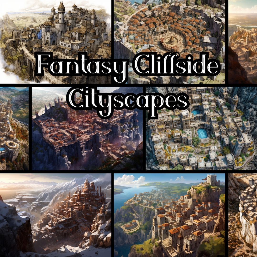 Fantasy Cliffside Cityscapes Dungeons and Dragons RPG - Etsy