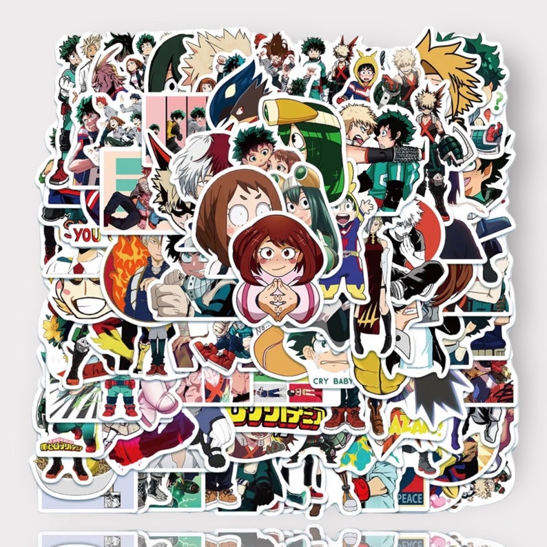 MHA Academia Anime Stickers Hero Pack of 50 for Laptop Hydro Flasks ...