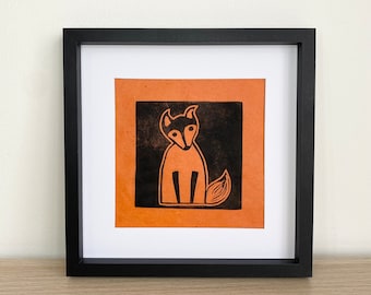 Fuchs Linoldruck, original Druckgrafik, handgemachte Illustration - Etsy.de