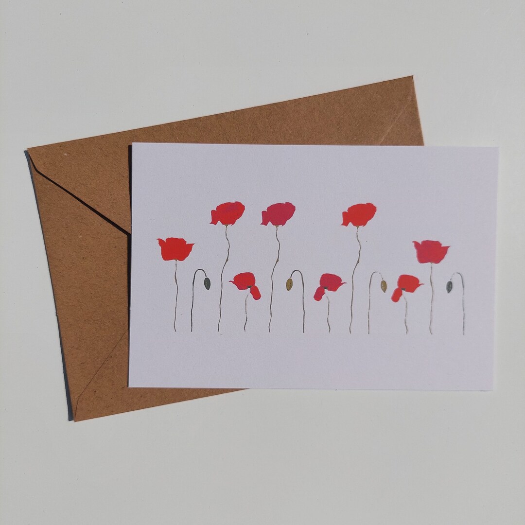 Postcard Poppies Poppy Map Poppy Card Flowers Meadow - Etsy
