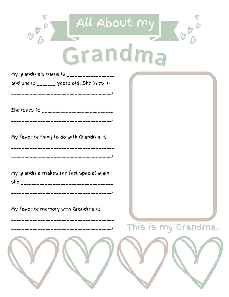 All About Grandma Interview Printable - Etsy