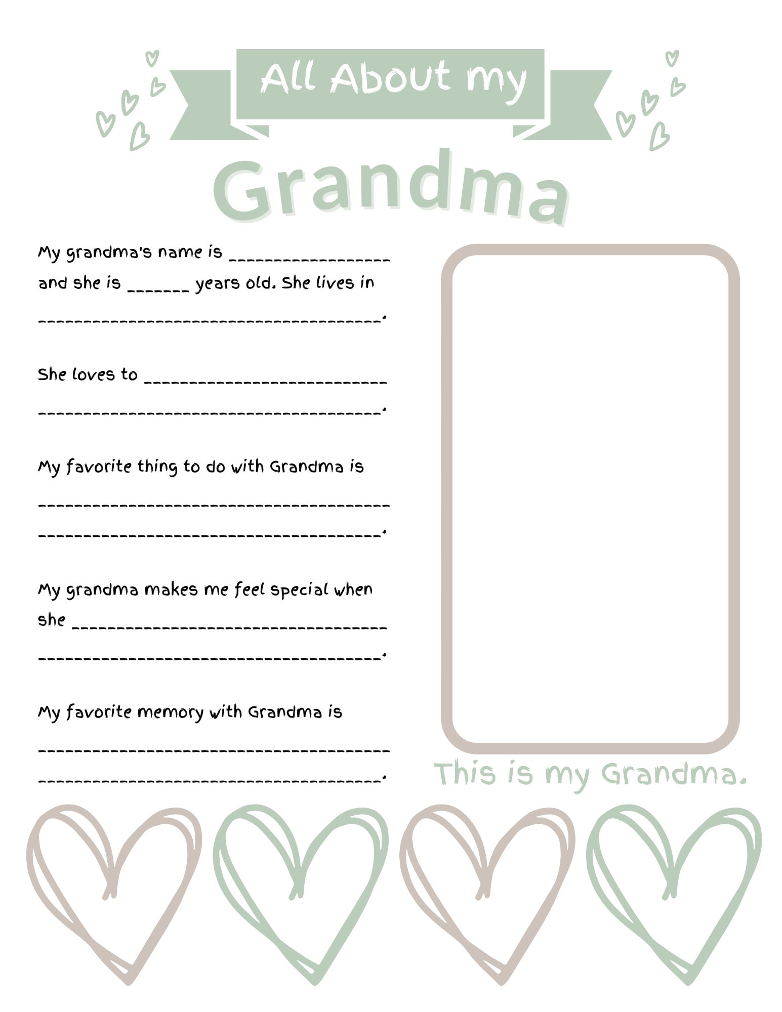 All About Grandma Interview Printable - Etsy