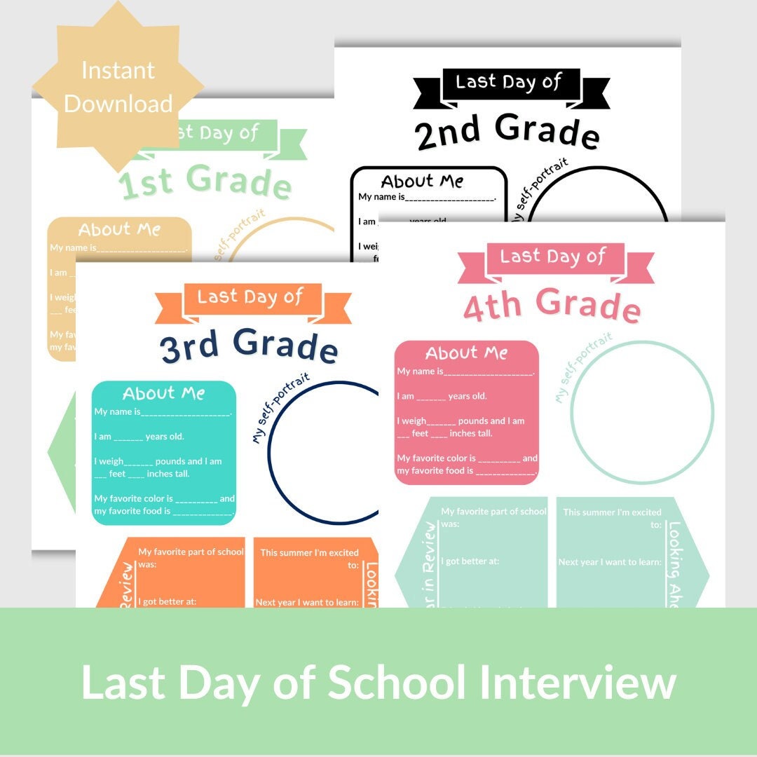 Last Day of School Interview Bundle, Last Day of School Questionnaire ...