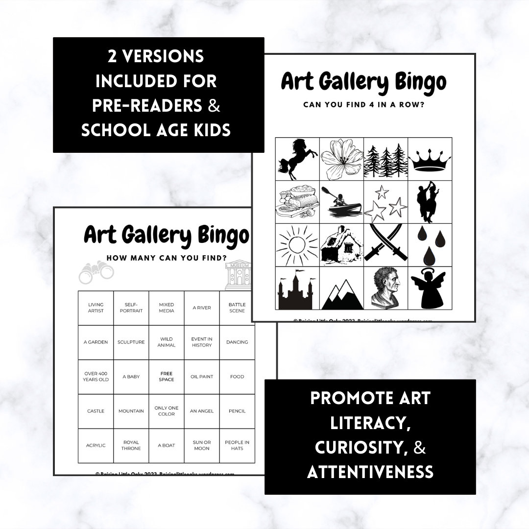 Art Museum Bingo Game, Art Appreciation Printable, Art Appreciation ...