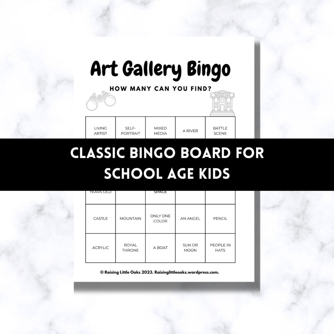 Art Museum Bingo Game, Art Appreciation Printable, Art Appreciation ...